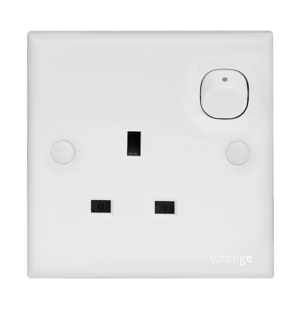 13A SOCKET OUTLET ORANGE WHITE - elecshop.lk