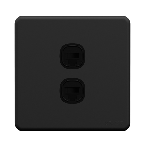 2 Gang Cat 6 Data/Tele Socket with Shutter Orange Enigma Gunmetal ...