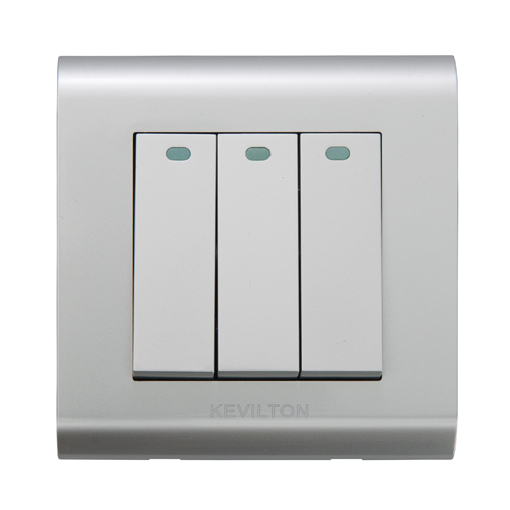 3 Gang 2 way Switch Kevilton Modular Platinum - elecshop.lk