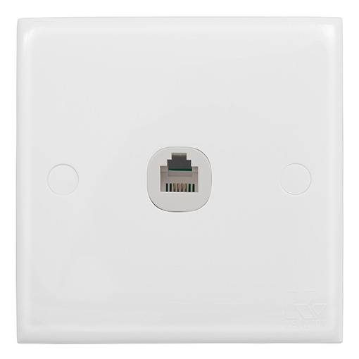 1 Gang Telephone socket 4 lines W/S Kevilton White - elecshop.lk
