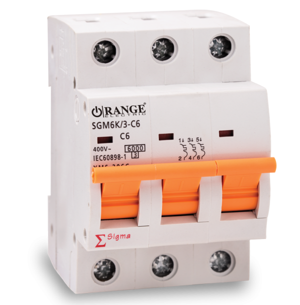 3 Pole Sigma Type C MCB Orange
