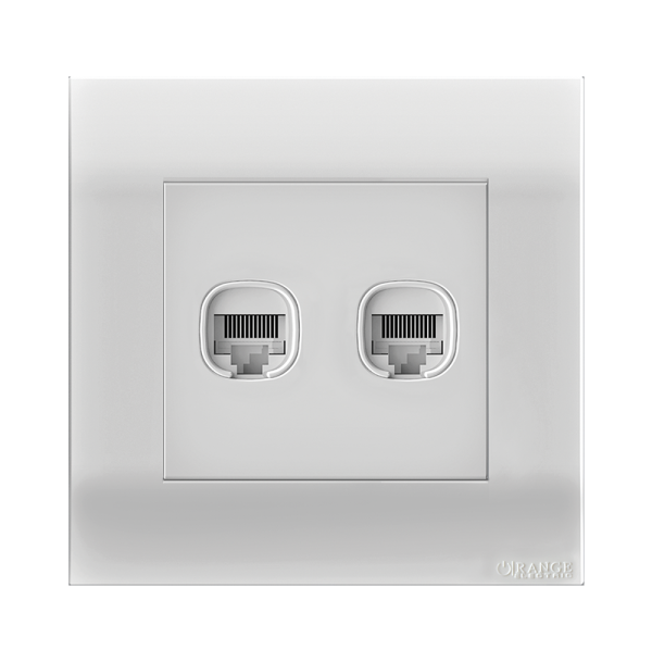 Cat 6 Twin data socket with shutter Akoya CW - elecshop.lk