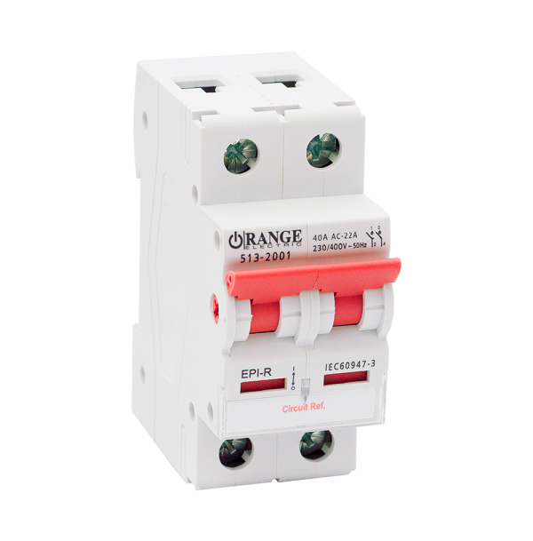 2 Pole, 40A Isolator (10kA) Orange Main Switch - elecshop.lk