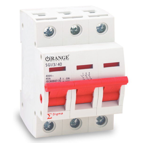 3 Pole, 63A Isolator (Sigma) Orange - elecshop.lk