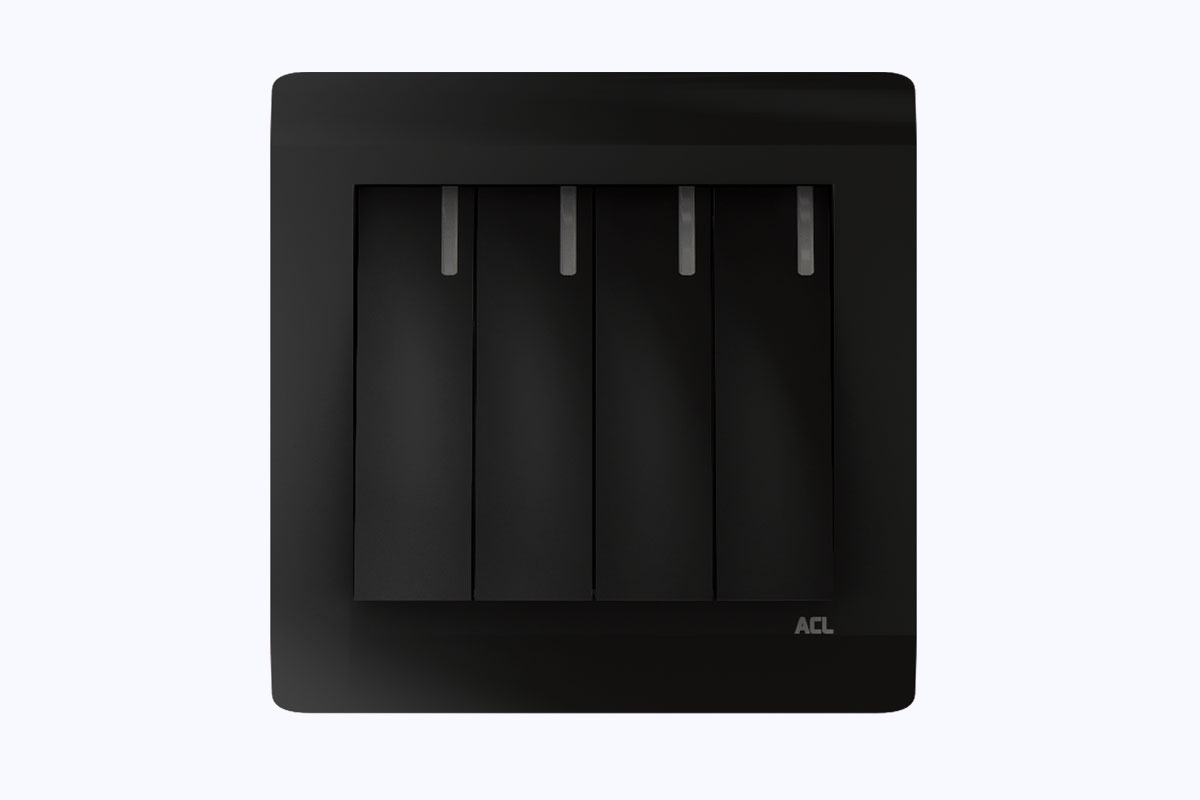 4 Gang 2 Way Switch - ACL Black Matt - elecshop.lk