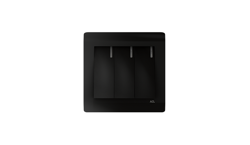 3 Gang 1 Way Switch - ACL Black Matt - elecshop.lk