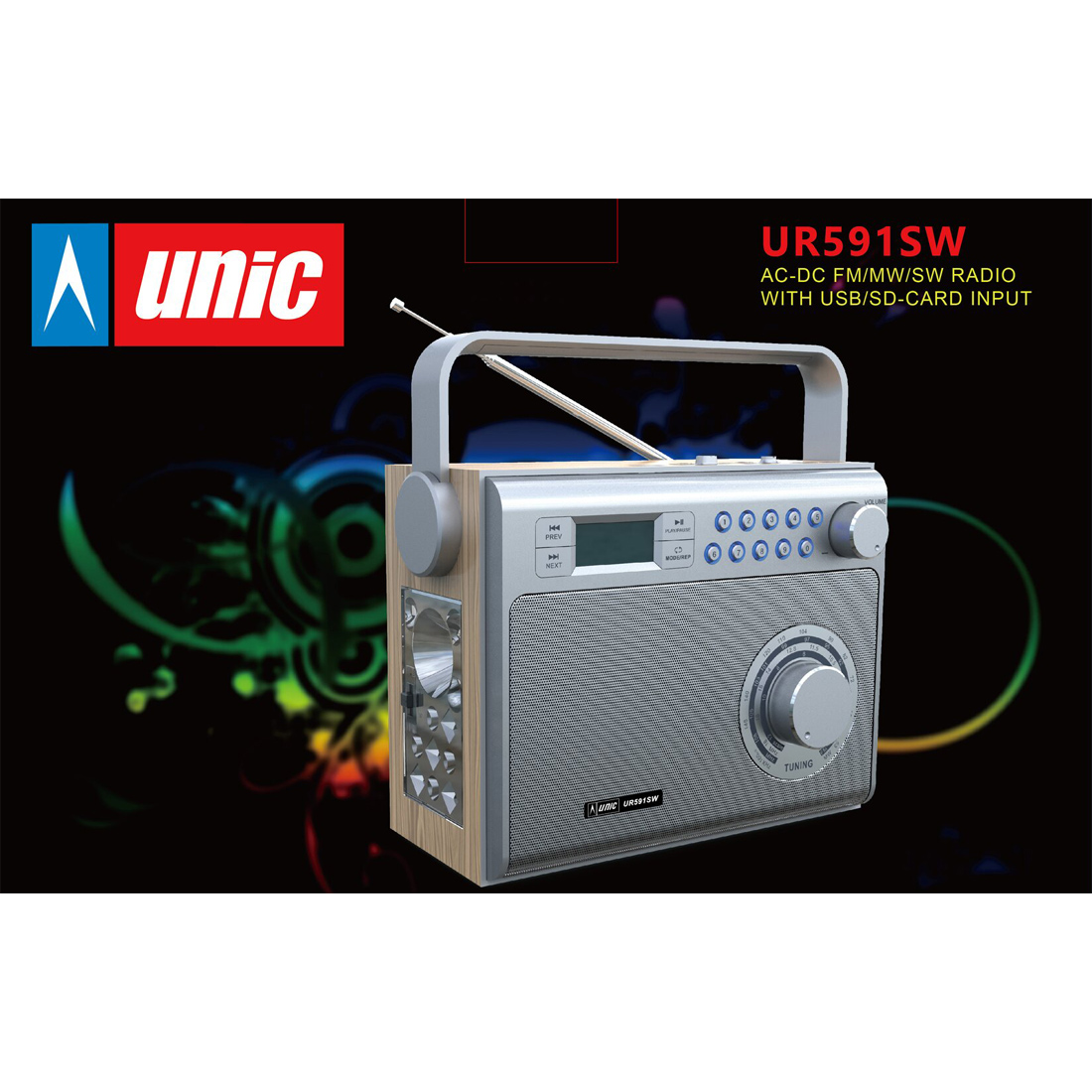 UNIC Portable Radio - 3 Band (UR591SW)