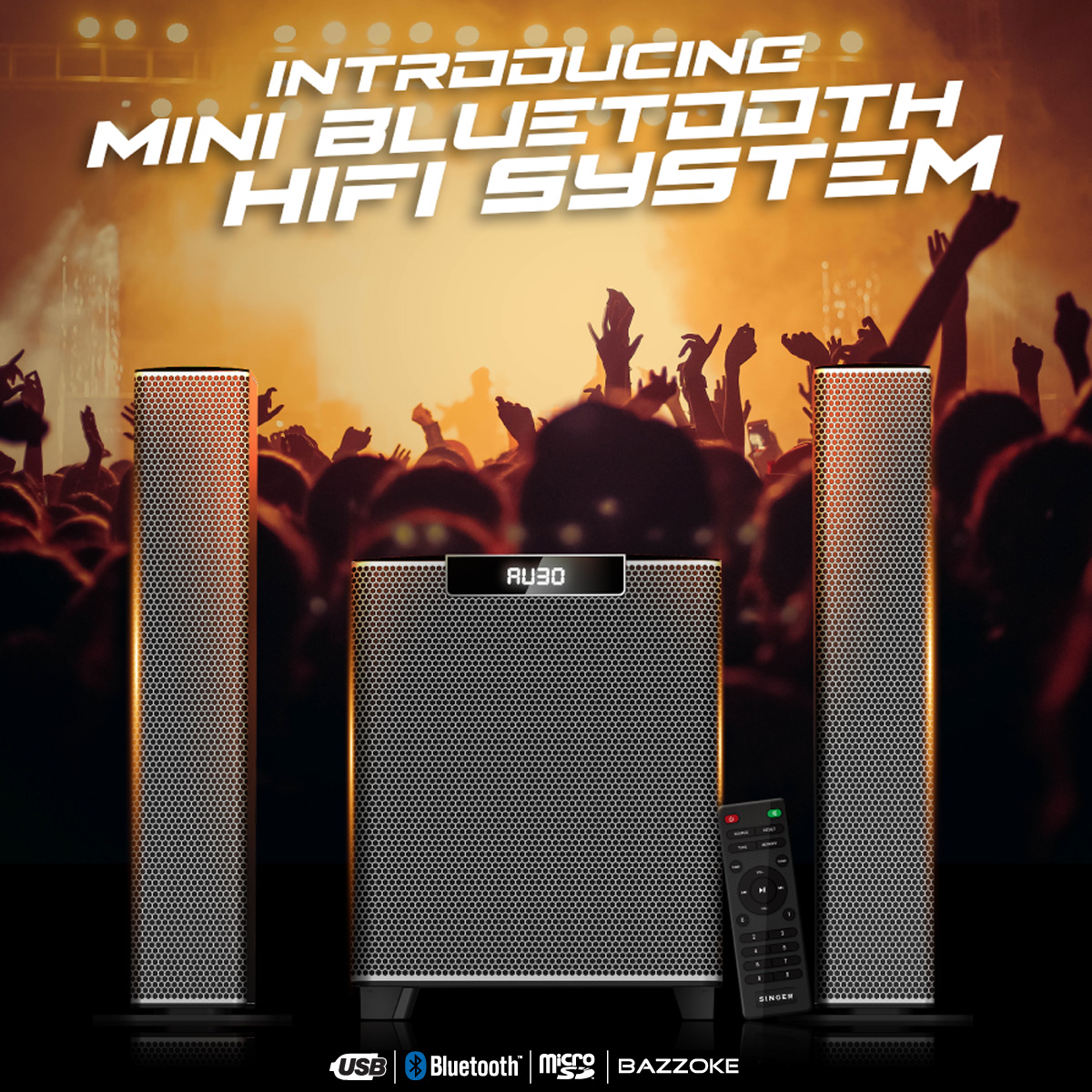 Singer Mini Hi-Fi System 2.1Ch 70W 25Wx2 - elecshop.lk