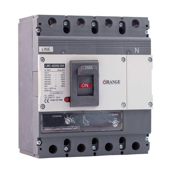 MCCB 4 POLE ORANGE ADJUSTABLE TYPE 35KA - elecshop.lk